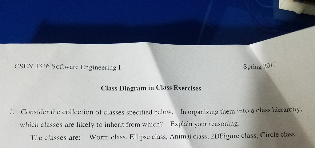 Solved Consider The Collection Of Classes Specified Below