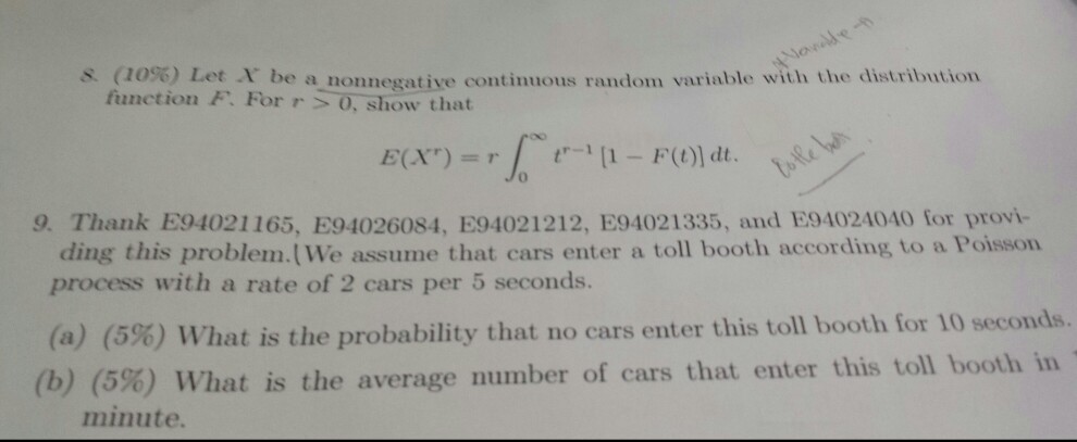 Solved Let X Be A Nonnegative Continuous Random Variable 