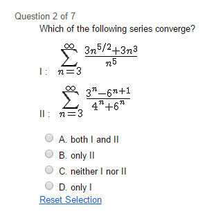 Solved Which of the following series converge? Sigma n=2 to | Chegg.com