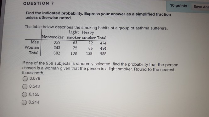 Solved QUESTION 7 10 points Save Ans Find the indicated | Chegg.com