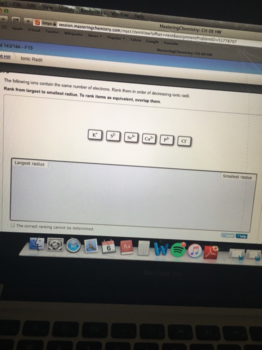 Solved rank the following ions in order of decreasing | Chegg.com