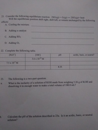 Solved 21. Consider the following equilibrium reaction: | Chegg.com