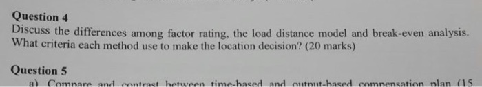 Solved Discuss the differences among factor rating, the load | Chegg.com