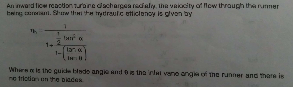 Solved An inward flow reaction turbine discharges radially, | Chegg.com