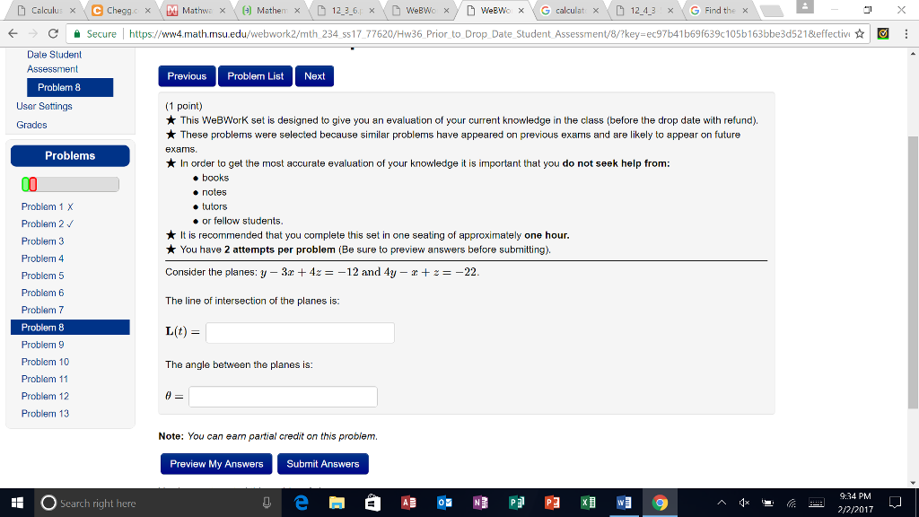 Solved This WeBWork set is designed to give you an | Chegg.com