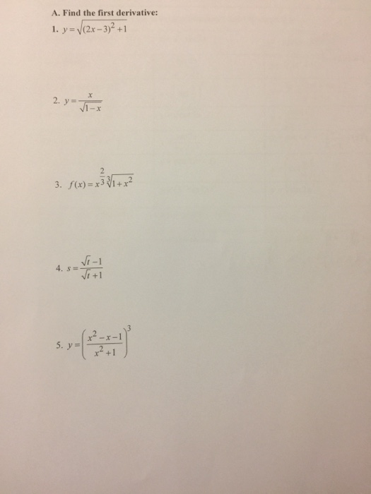 Solved Part A: Find The First Derivative | Chegg.com