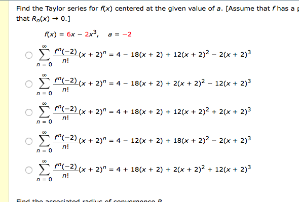 Solved Find the Taylor series for f(x) centered at the given | Chegg.com