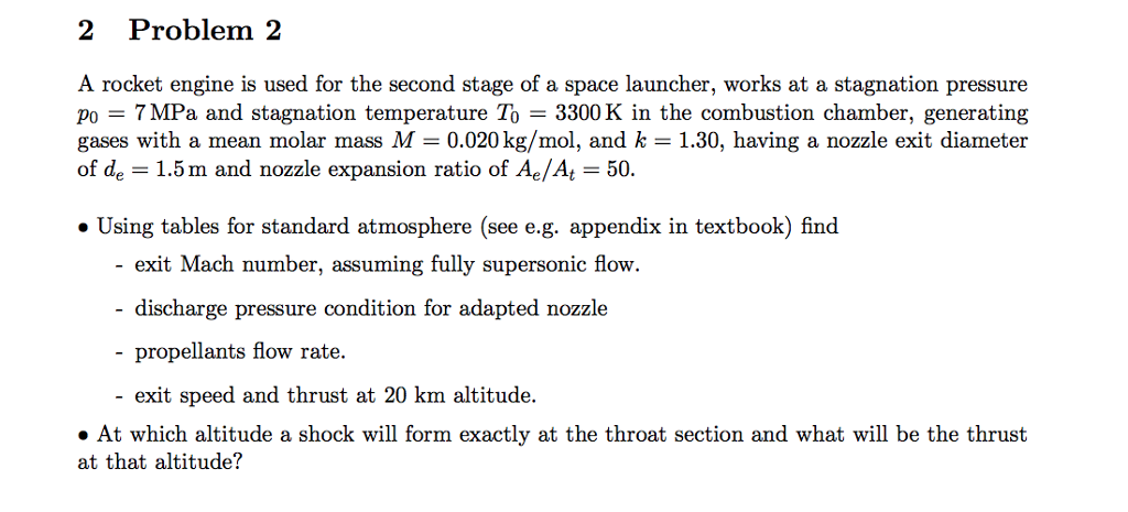 Solved 2 Problem 2 A rocket engine is used for the second | Chegg.com