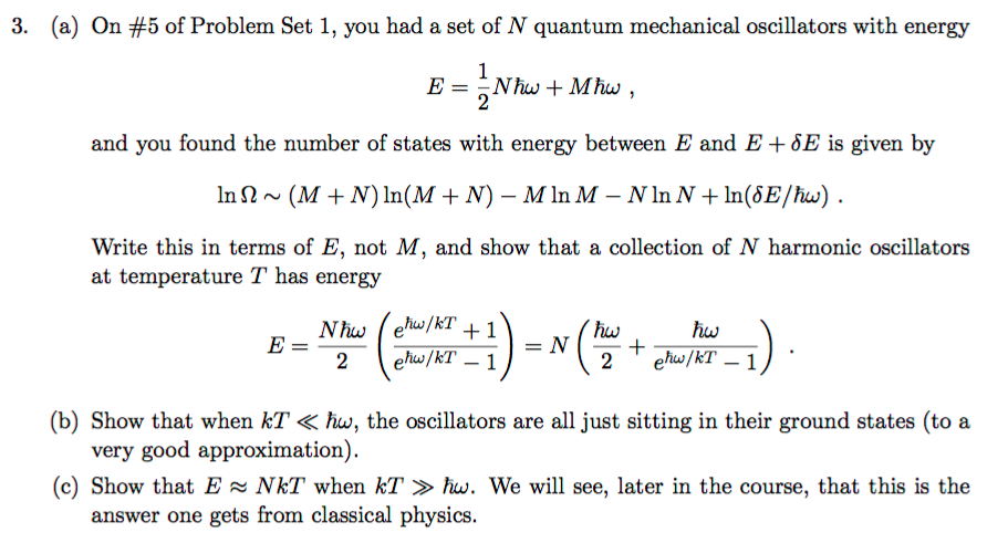 Solved Set of N quantum mechanical oscillators with energy | Chegg.com