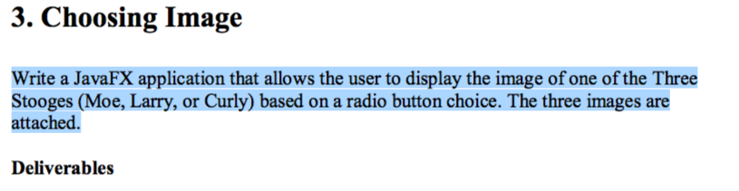 Solved 3. Choosing Image Write a JavaFX application that | Chegg.com