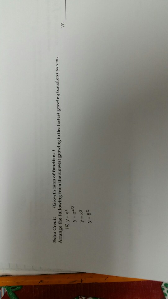 Solved Extra Credit (Growth rates of functions ) Arrange the | Chegg.com