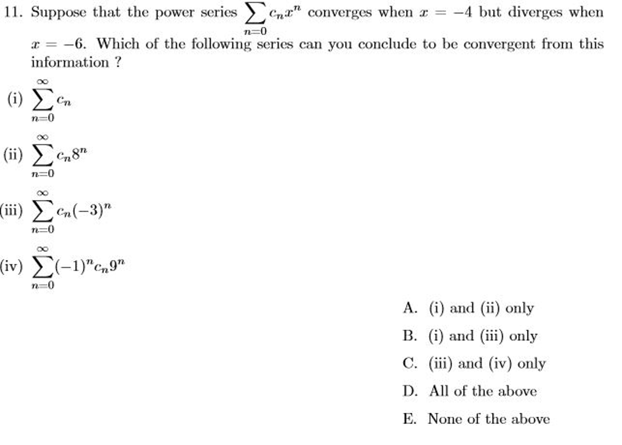 Solved Suppose that the power series sigma_n=0 c_n x^n | Chegg.com
