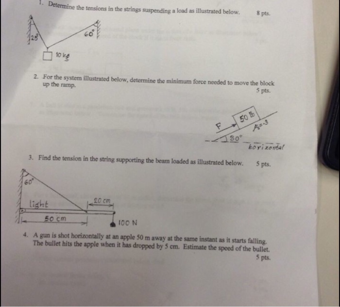 Solved Determine the tensions in the strings suspending a | Chegg.com