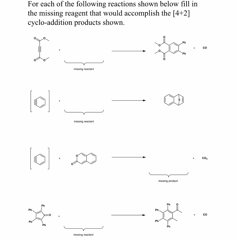 Solved For each of the following reactions shown below fill | Chegg.com