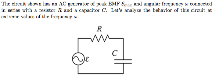 Solved The circuit shown has an AC generator of peak EMF | Chegg.com