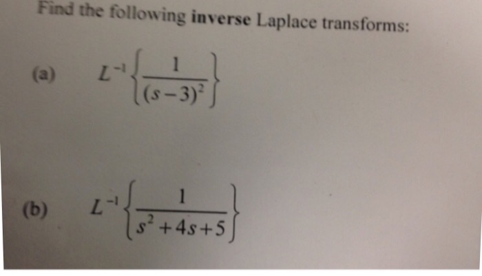 Solved Find the following inverse Laplace transforms: L^-1 | Chegg.com