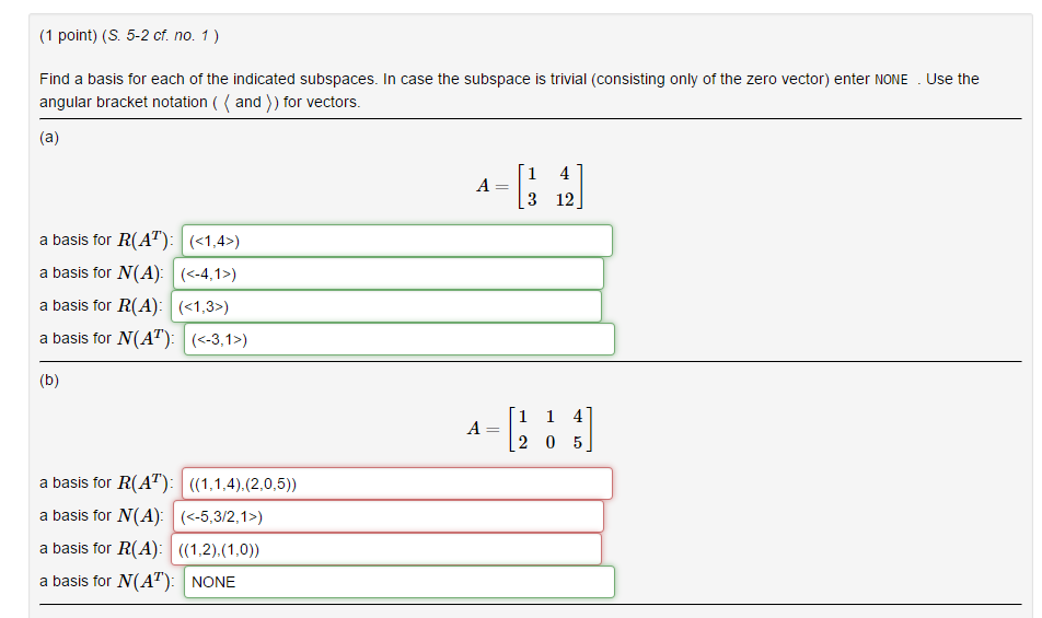 Solved Find a basis for each of the indicated subspaces. In | Chegg.com