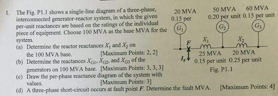 The Fig. P1 .1 Shows a single-line diagram of a | Chegg.com