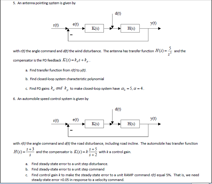 Solved An antenna pointing system is given by with r(t) the | Chegg.com