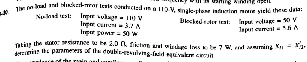 Solved no-load -load and blocked-rotor tests conducted on a | Chegg.com