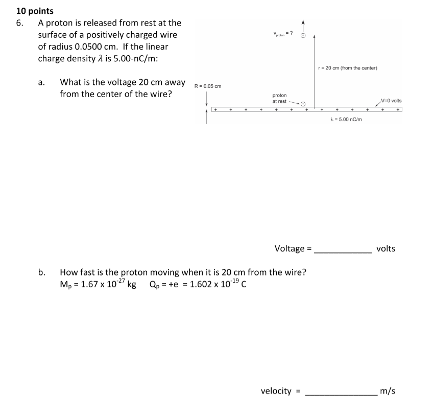 Solved 10 points 6. A proton is released from rest at the | Chegg.com