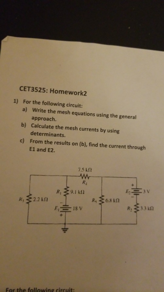 Solved CET3525: Homework2 1) For the following circuit: a) | Chegg.com
