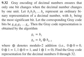 Solved 9.32 Gray encoding of decimal numbers ensures that | Chegg.com