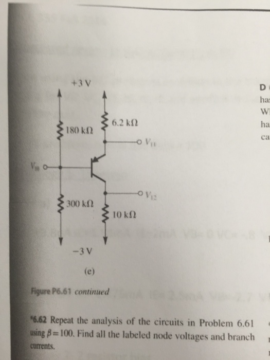 Solved Perform DC analysis. Find 3 voltages Vc, Vb, Ve. Find | Chegg.com