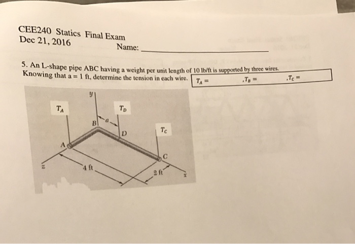 Solved An L-shape pipe ABC having a weight per unit length | Chegg.com