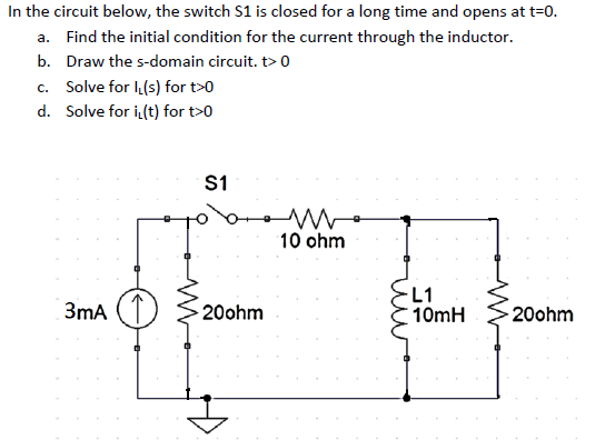 Solved In the circuit below, the switch S1 is closed for a | Chegg.com