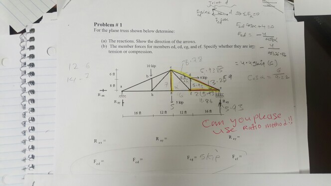 Solved Problem" 1 For the plane truss shown below determine: | Chegg.com