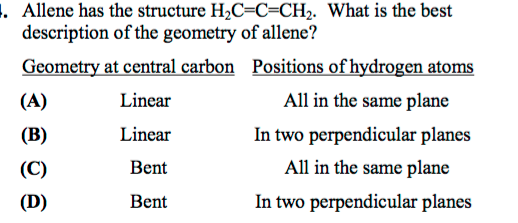 Solved Allene has the structure H_2 C=C=CH_2. What is the | Chegg.com
