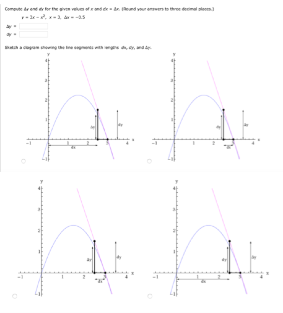 Solved Compute delta y and dy for the given values of x and | Chegg.com