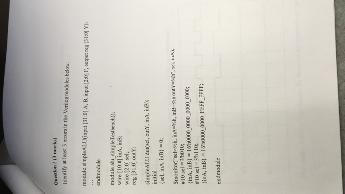 Solved Identify At Least 3 Errors In The Verilog Modules