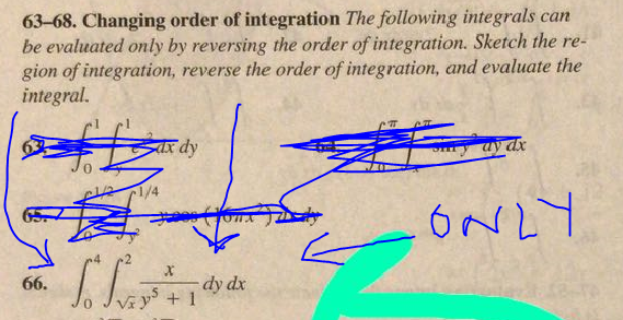 Solved 63-68. Changing order of integration The following | Chegg.com