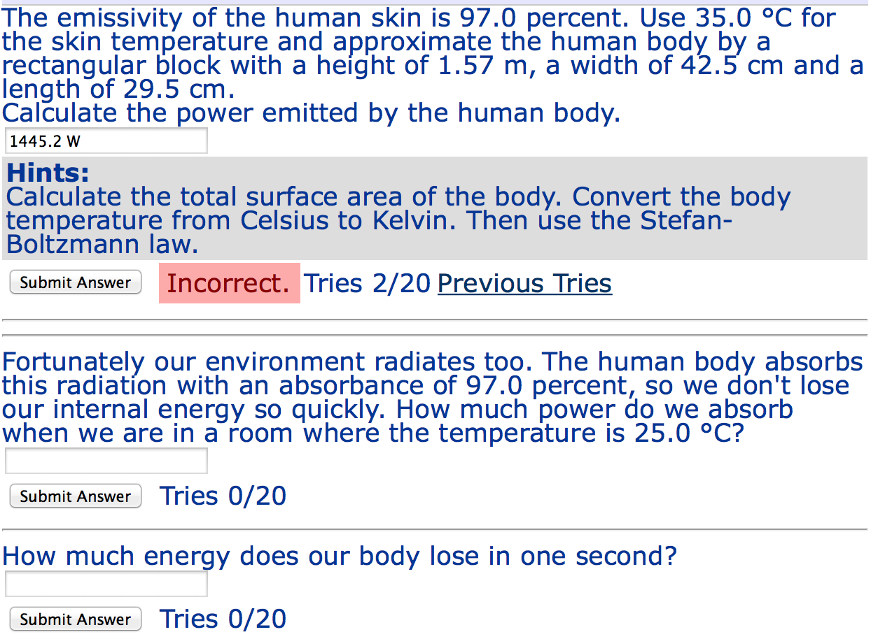 Solved The emissivity of the human skin is 97.0 present. Use | Chegg.com