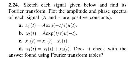 Solved Sketch each signal given below and find its Fourier | Chegg.com