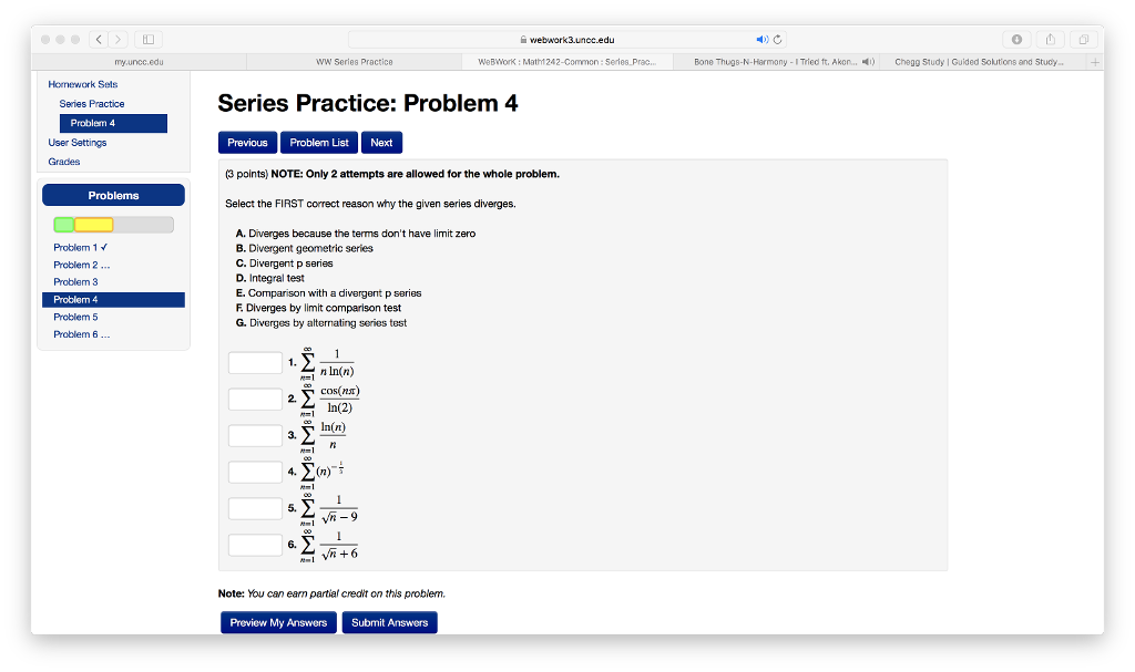 Solved WW Series Practice WeBtWorK: Math 242-Common:Series | Chegg.com