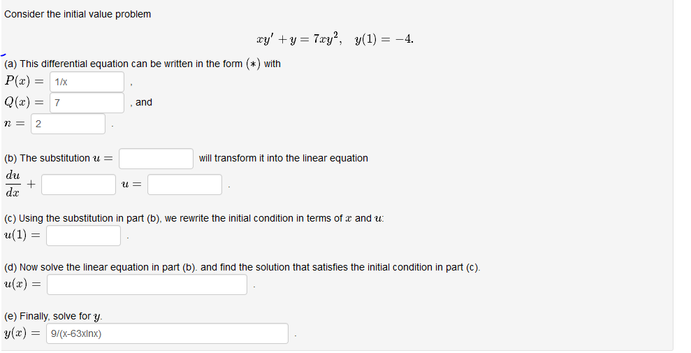 Solved Consider the initial value problem xy' + y = 7xy^2, | Chegg.com