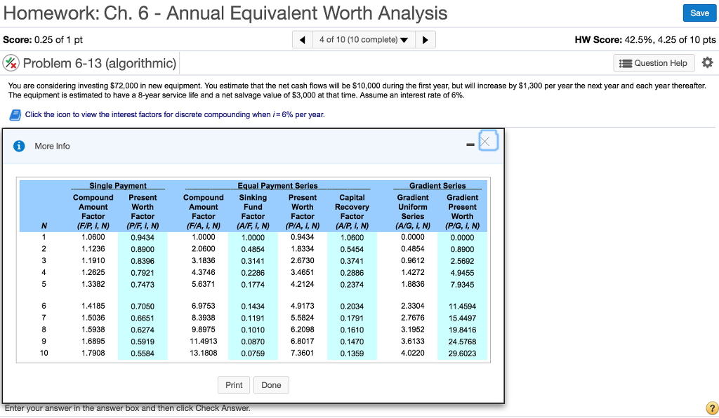 Solved Homework: Ch. 6 - Annual Equivalent Worth Analysis | Chegg.com