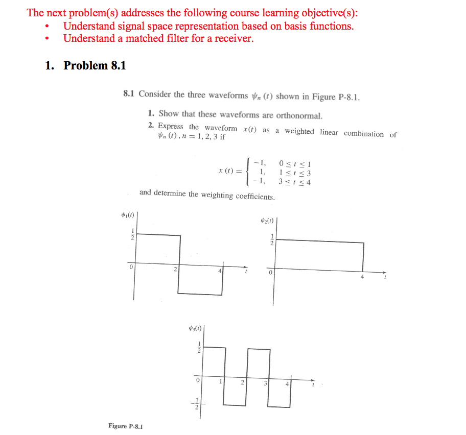 Solved Consider the three waveforms psi_n (t) shown in | Chegg.com