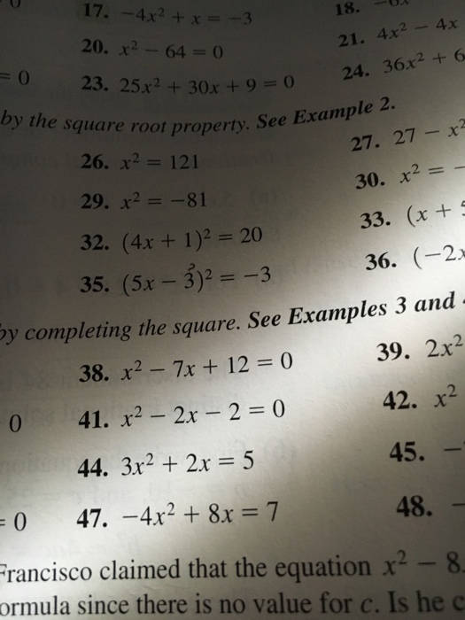 Solved 18. 17. 4x2 x 21. 4x2 4x 200. 2 64 9 O 24. 36x 6 23. | Chegg.com