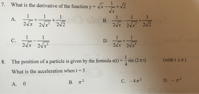 Solved What is the derivative of the function y = Squareroot | Chegg.com