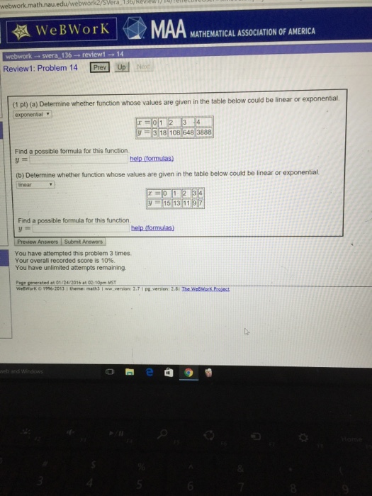 Solved webwork math nau.edu/webwork2/5Vera 1 We Work | Chegg.com
