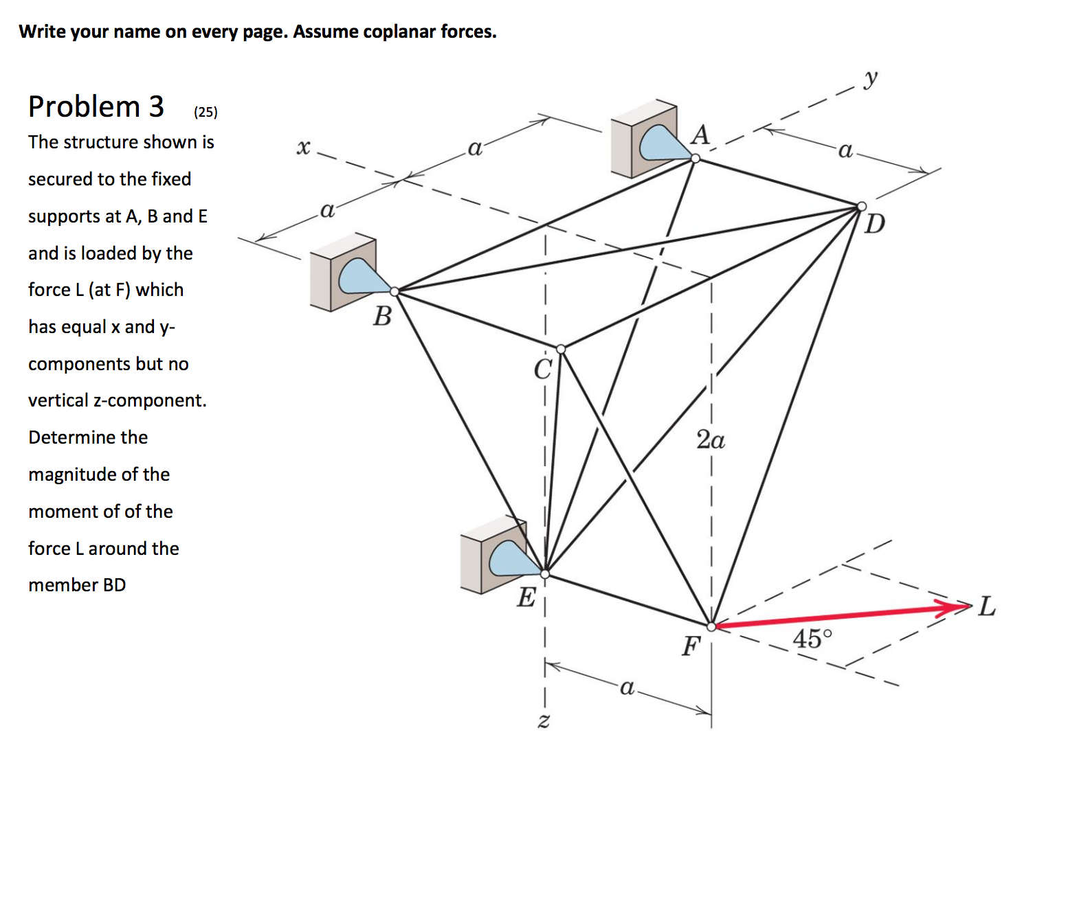 Solved The structure shown is secured to the fixed supports | Chegg.com