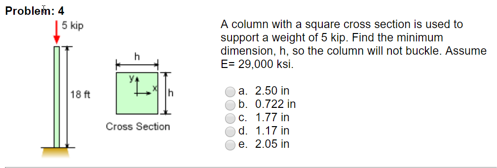 Solved Problem: 4 A column with a square cross section is | Chegg.com