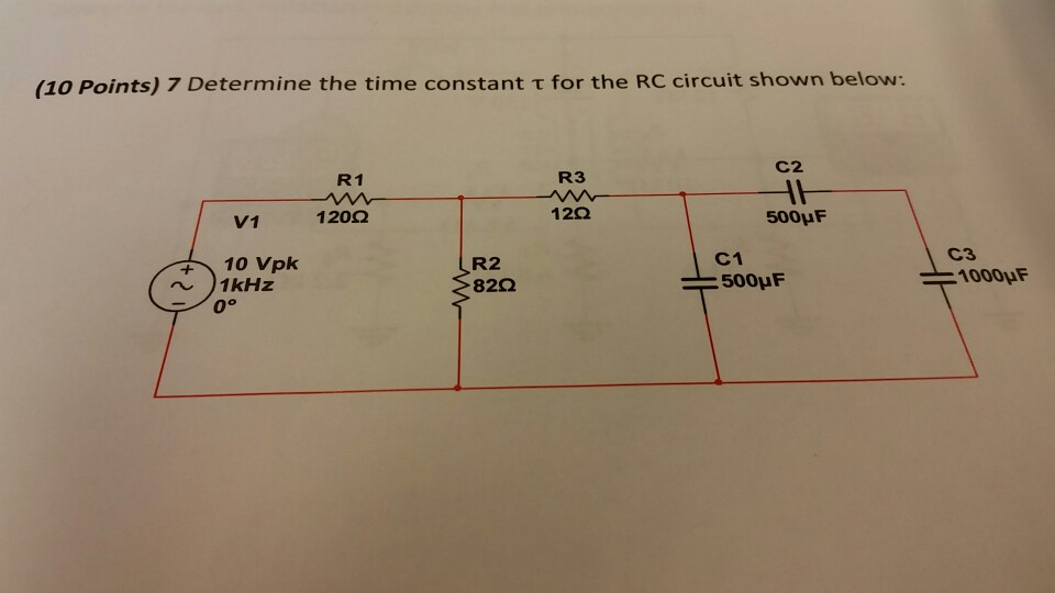 Solved Determine the time constant tau for the RC circuit | Chegg.com