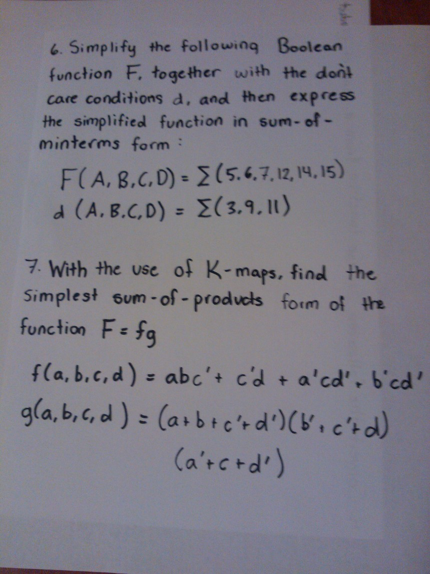 Solved Simplify the following Boolean function F, to gether | Chegg.com