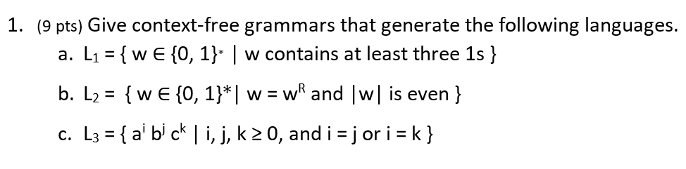 Solved Give context-free grammars that generate the | Chegg.com
