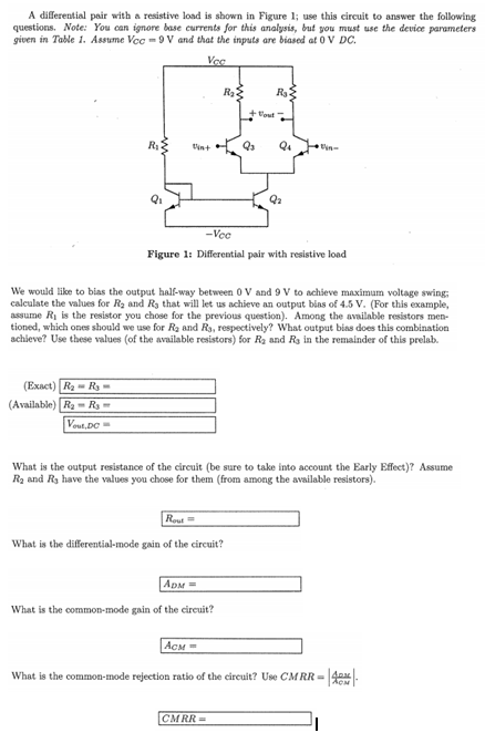 A differential pair with a resistive load is shown in | Chegg.com